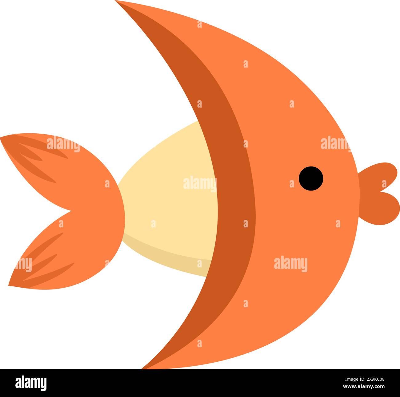 Vector orange butterfly fish icon. Under the sea illustration with cute ...