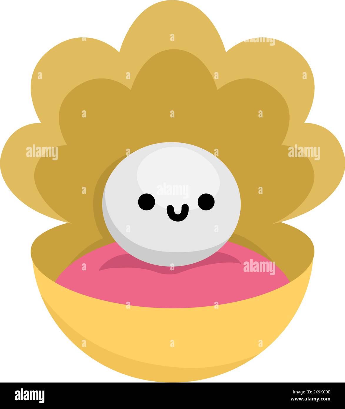 Vector smiling pearl in shell isolated on white background. Beautiful ...