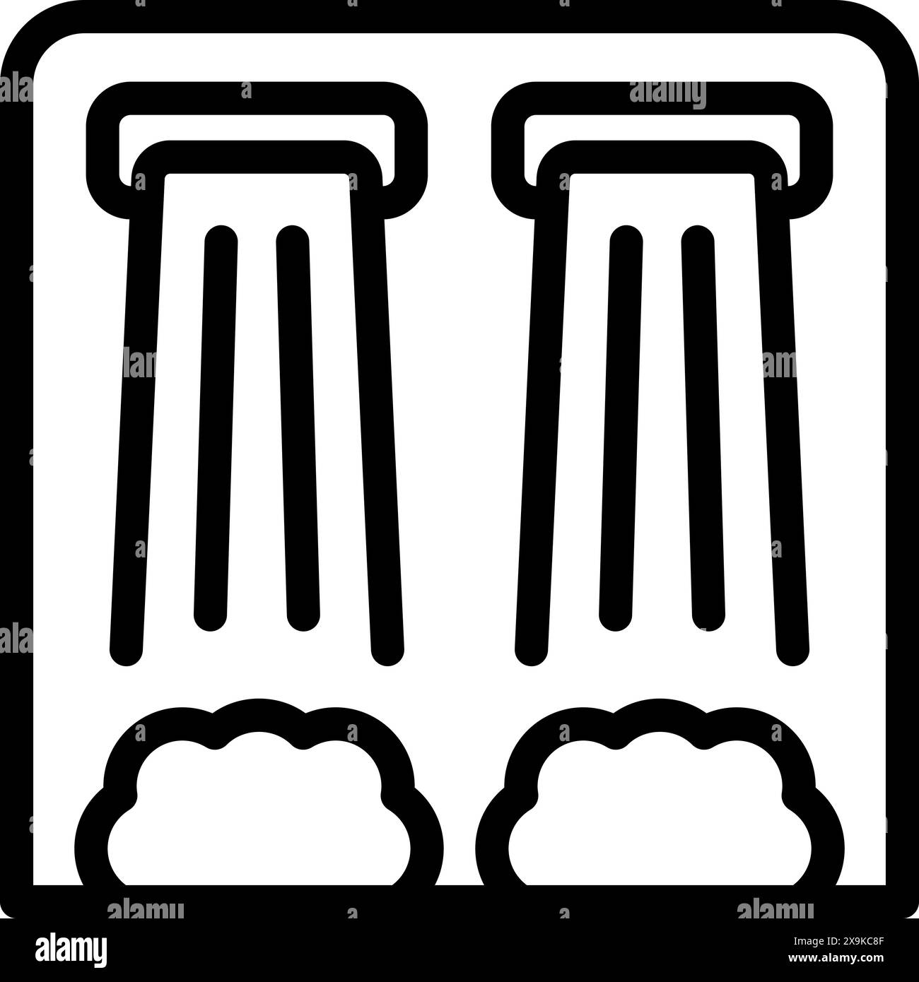 Cartoon ancient greek pillars icon in black and white historic emblem ...
