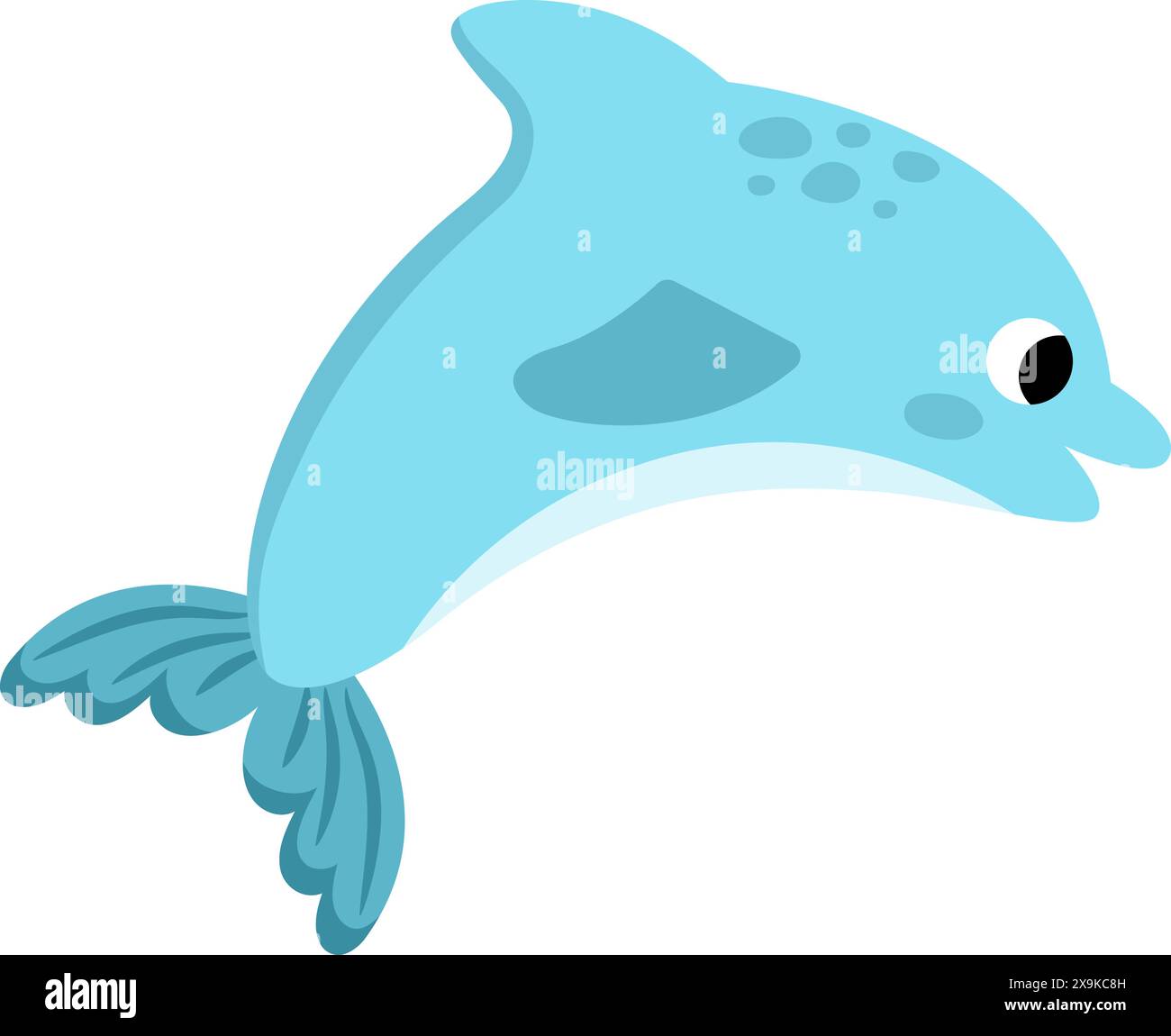 Vector blue dolphin icon. Under the sea illustration with cute funny ...