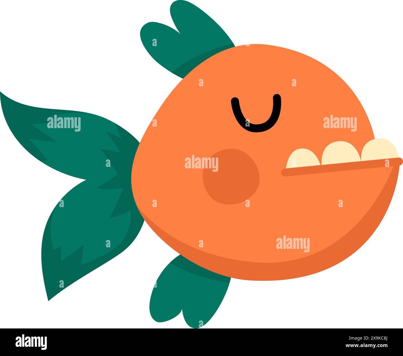 Vector orange abstract fish icon. Under the sea illustration with cute ...