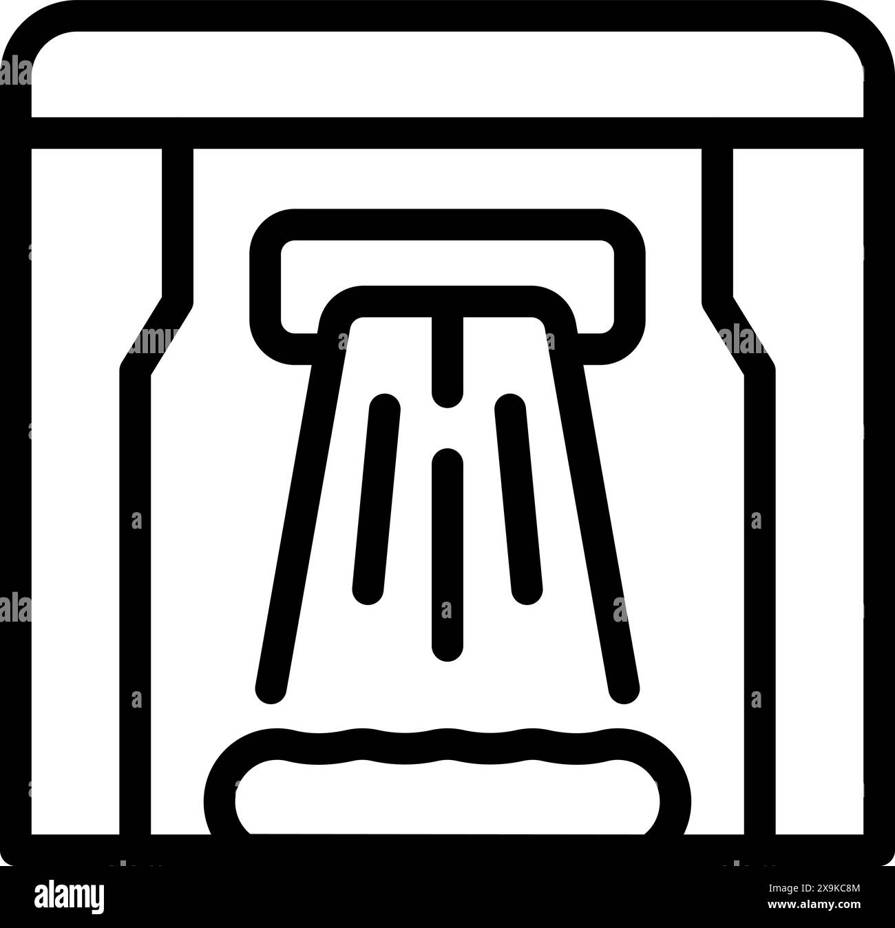 Minimalistic line art icon illustrating a window with open curtains ...