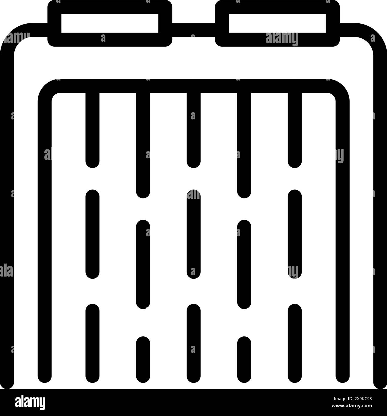 Iconic minimalist line drawing of a playground swing set in black and ...