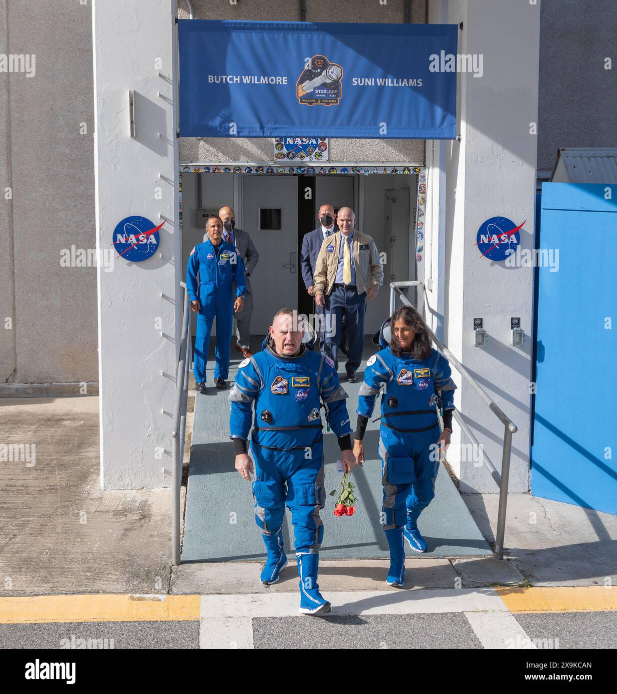 Kennedy Space Center, USA. 01st June, 2024. The NASA Boeing CFT crew ...