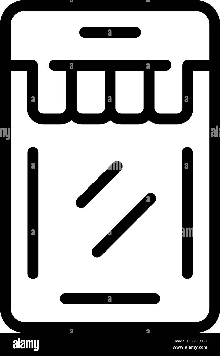 Minimalist outline smartphone shop icon for ecommerce and digital ...