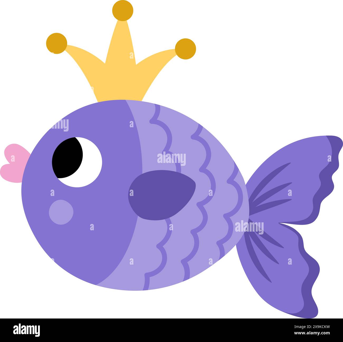Vector purple abstract fish icon. Under the sea illustration with cute ...