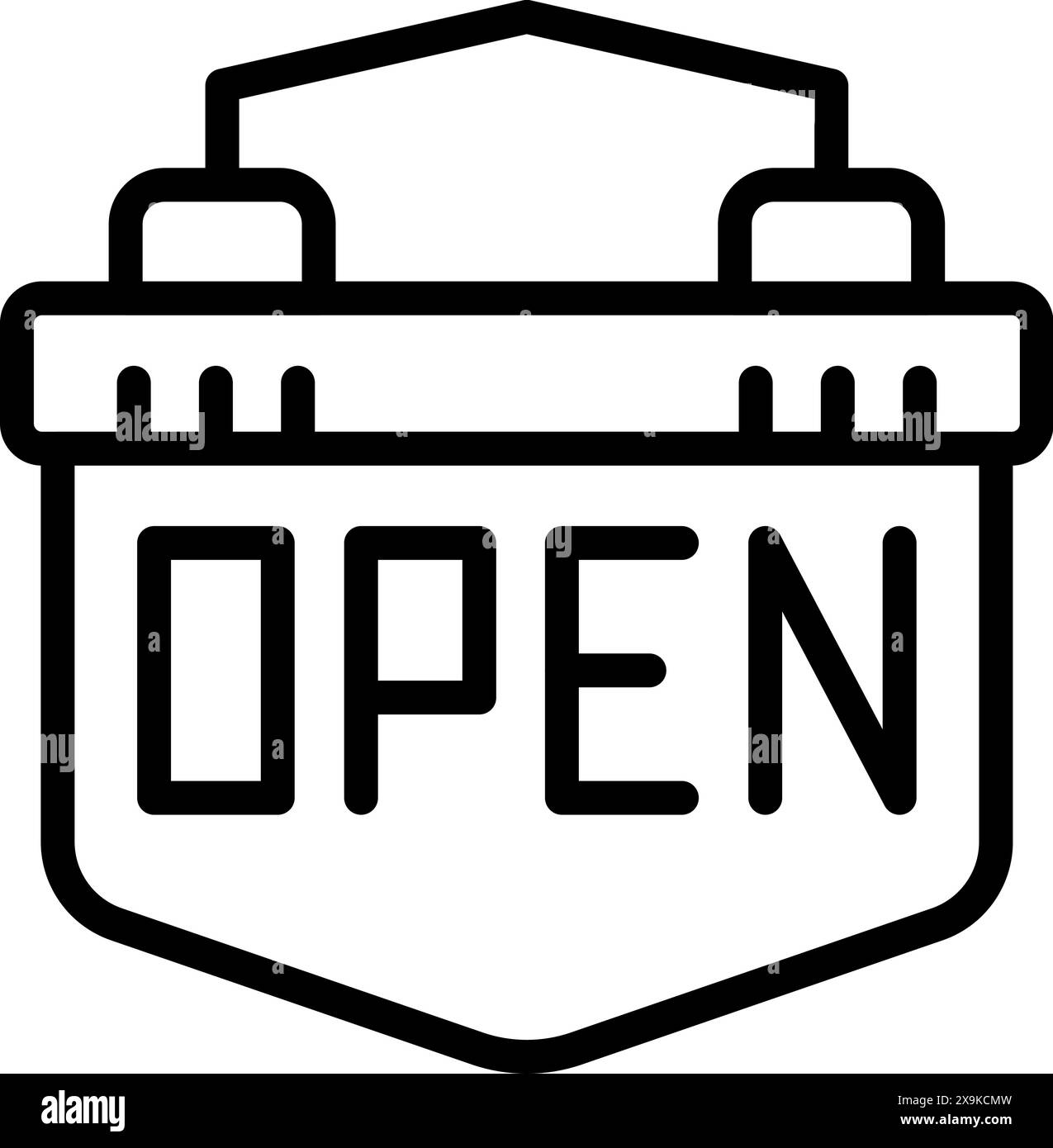 Vector line art open sign icon for business and commercial shop store ...
