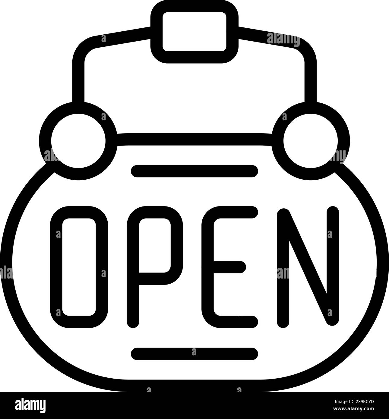 Simple black line illustration of an 'open' sign for business use Stock ...