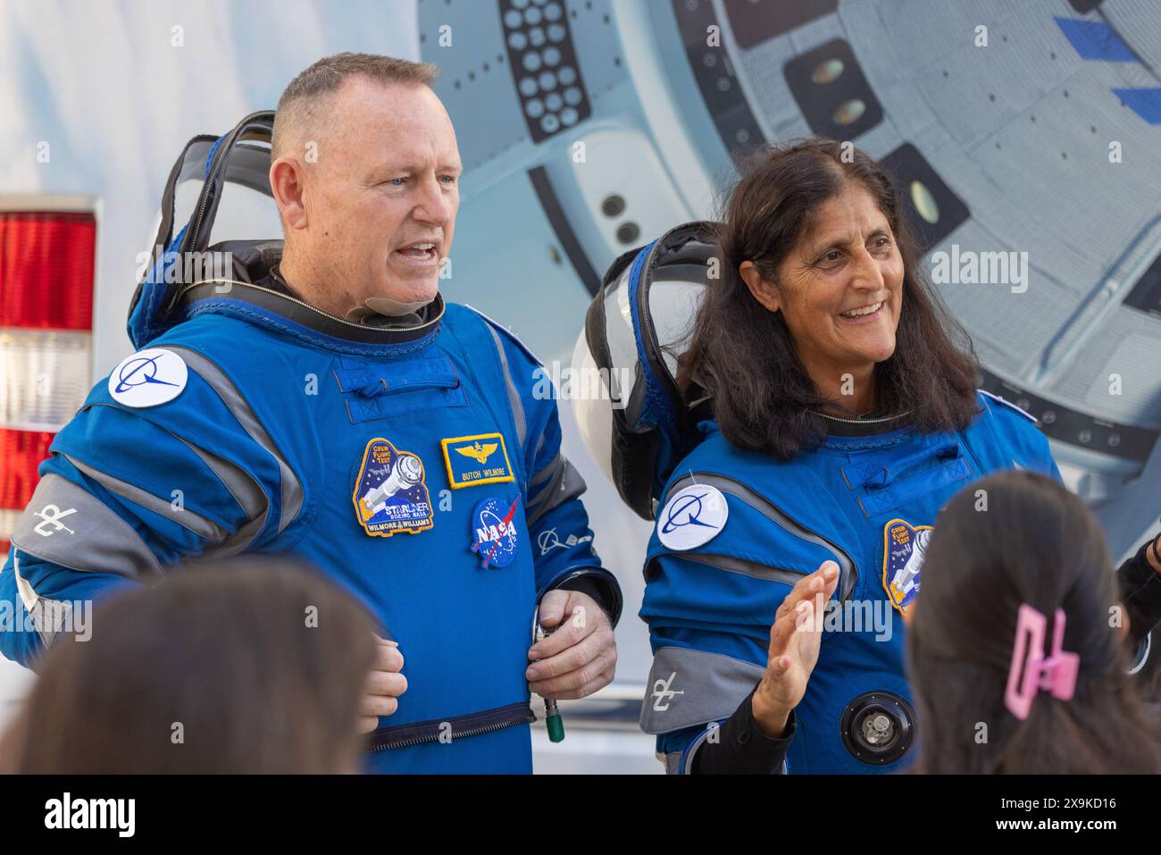 The NASA Boeing CFT crew walked out of the iconic Neil Armstrong O&C ...