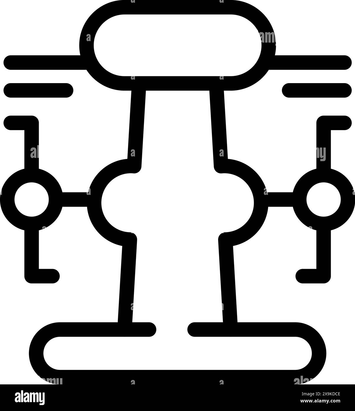 Vector icon illustration of a stylized chemical flask with three connection points Stock Vector ...