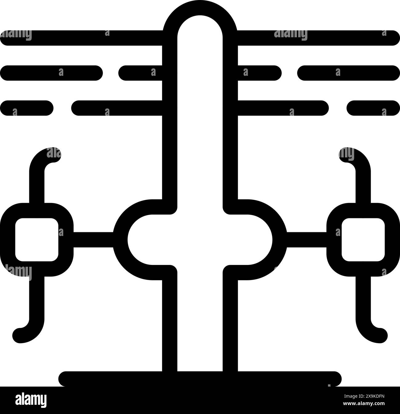 Black line art icon depicting an airplane's control yoke, ideal for ...