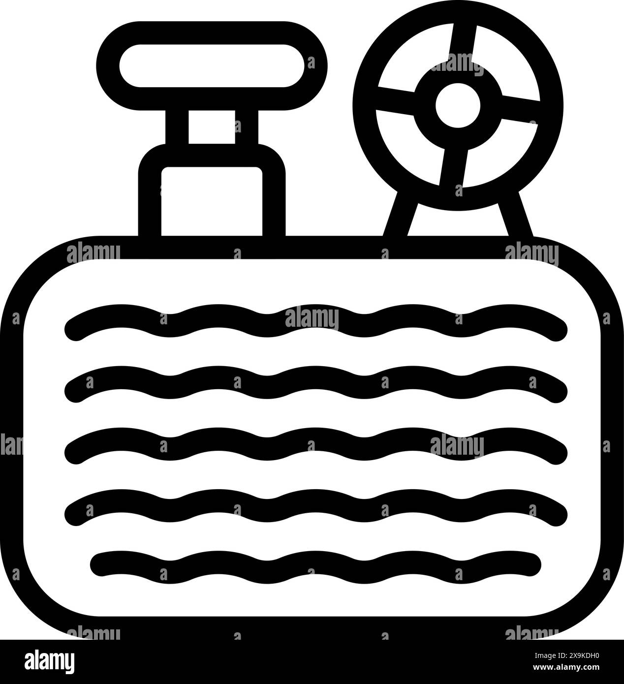 Simplified line drawing of an air compressor, ideal for technical ...