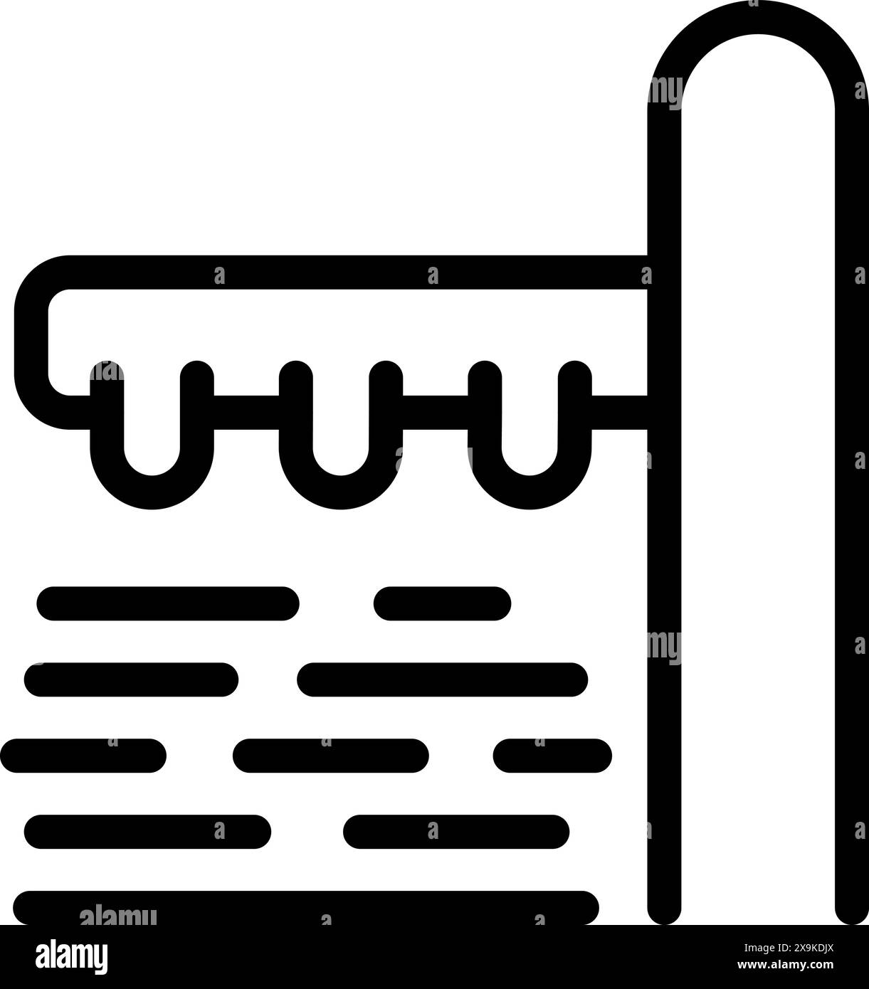 Simple black outline icon of a legal document with a scale of justice ...