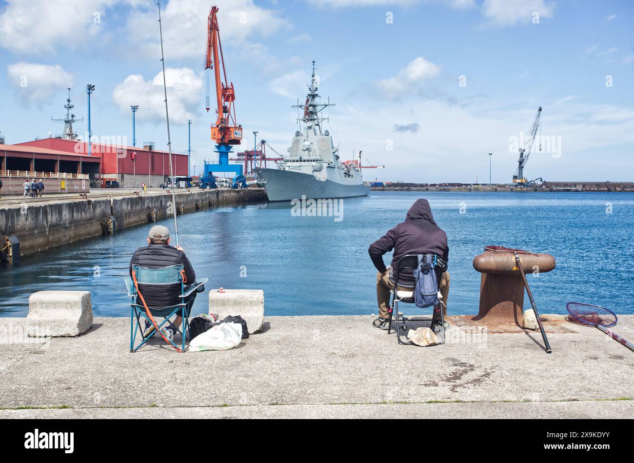 The frigate Álvaro de Bazán (F-101), is a Navy frigate, in the port of ...
