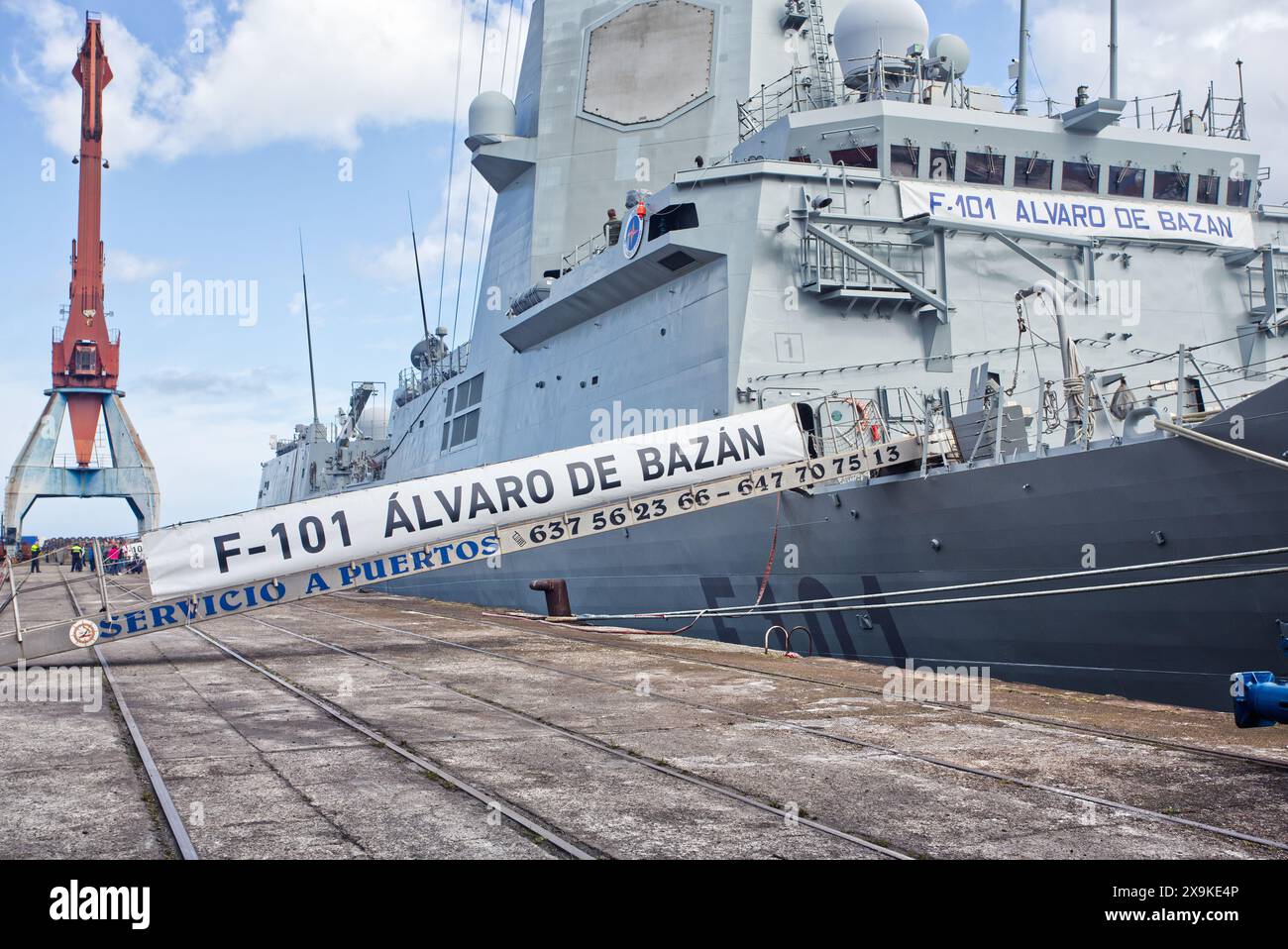 The frigate Álvaro de Bazán (F-101), is a Navy frigate, in the port of ...