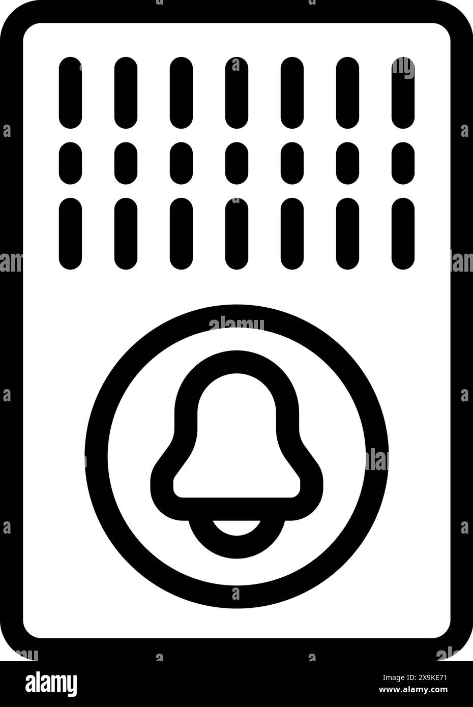 Black and white icon of a bell inside a circle, representing ...