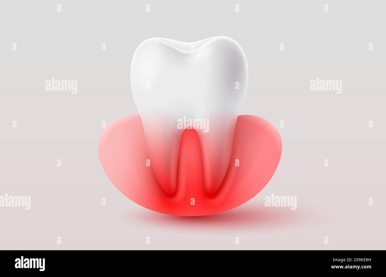 Dental inflammation, treatment of tooth roots, symbol on a white ...
