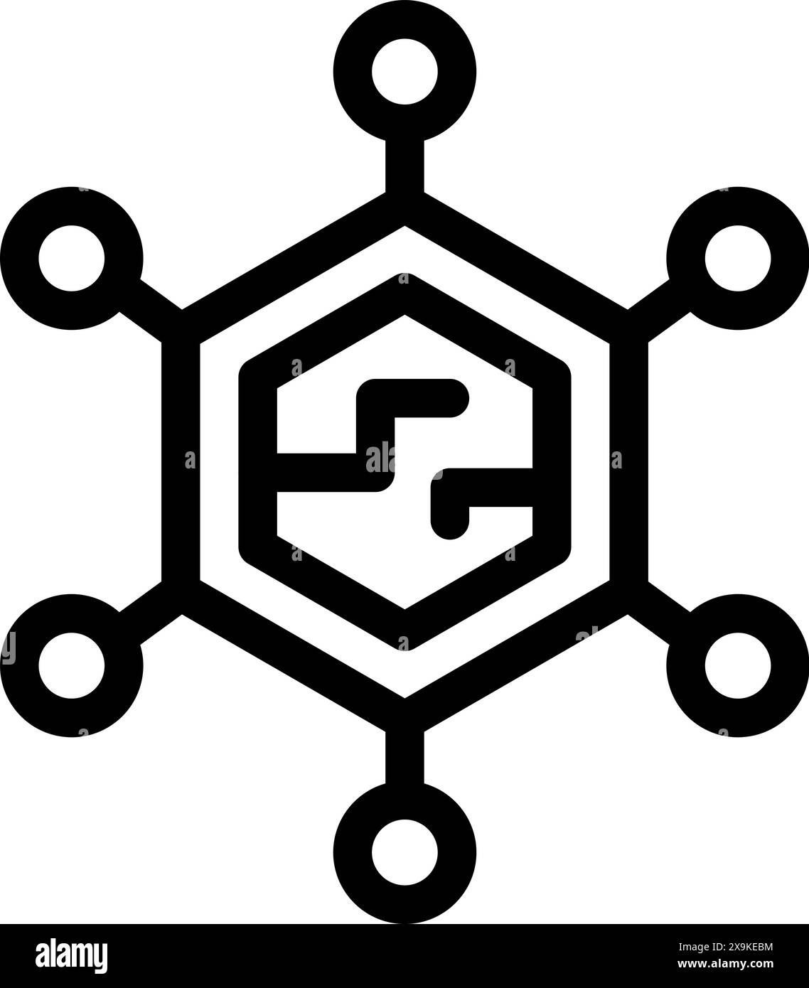 Black vector icon depicting a modern digital tech symbol with a ...