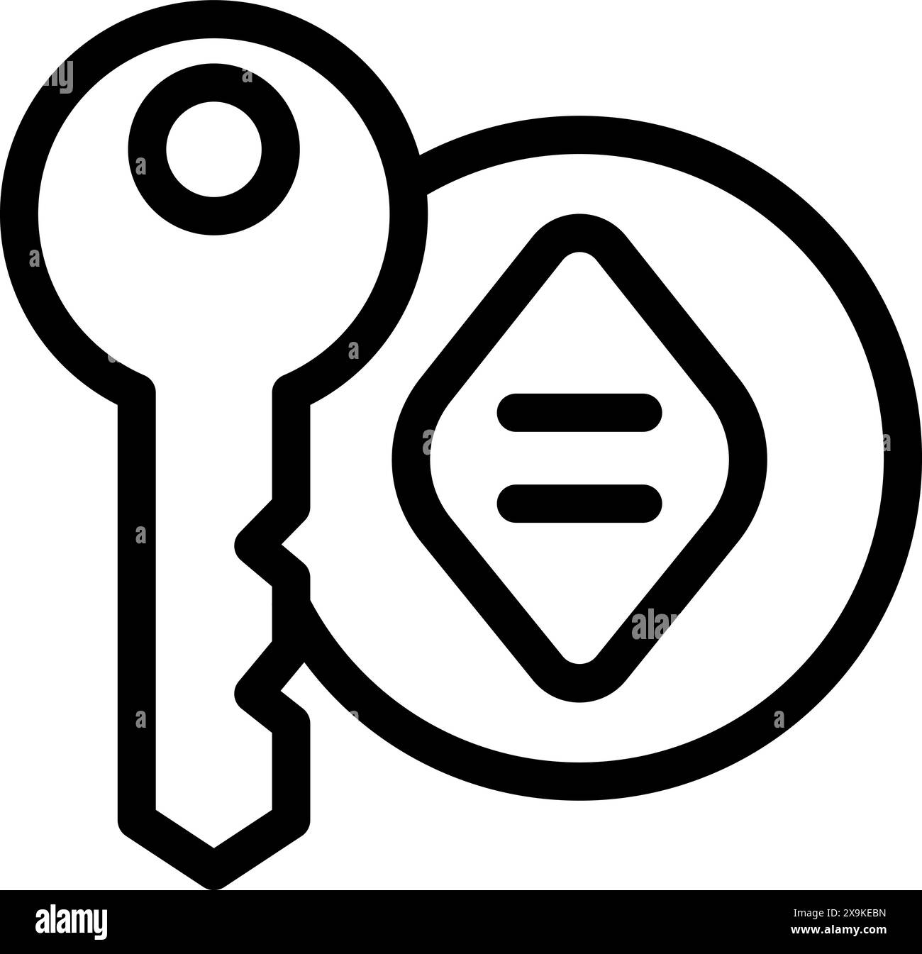 Black and white vector icon depicting a key and encryption symbol ...