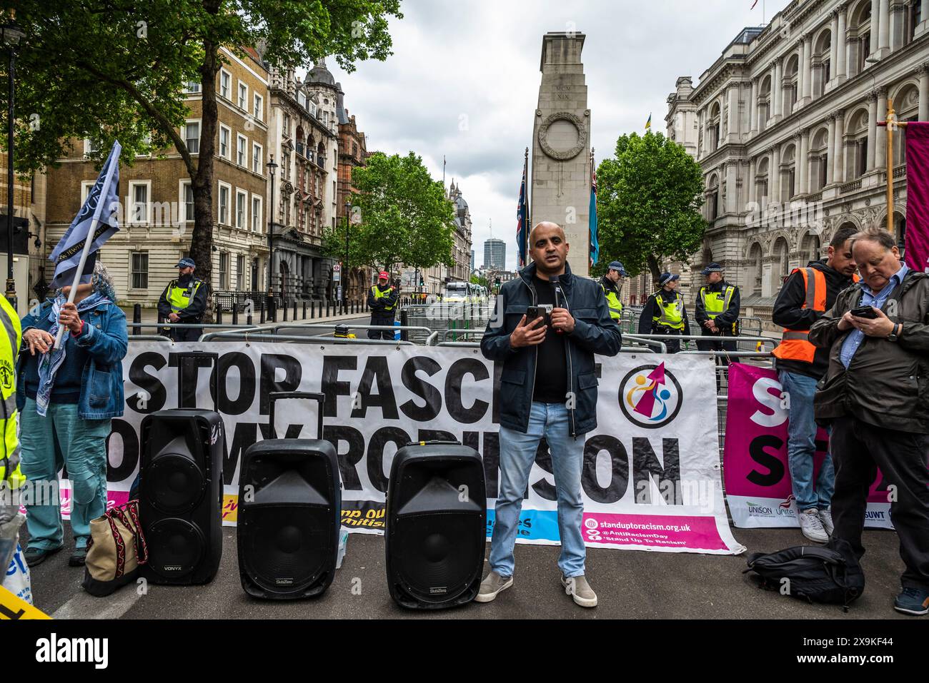 Speaker at Protestors at Oppose Tommy Robinson, Stop Far Right counter ...