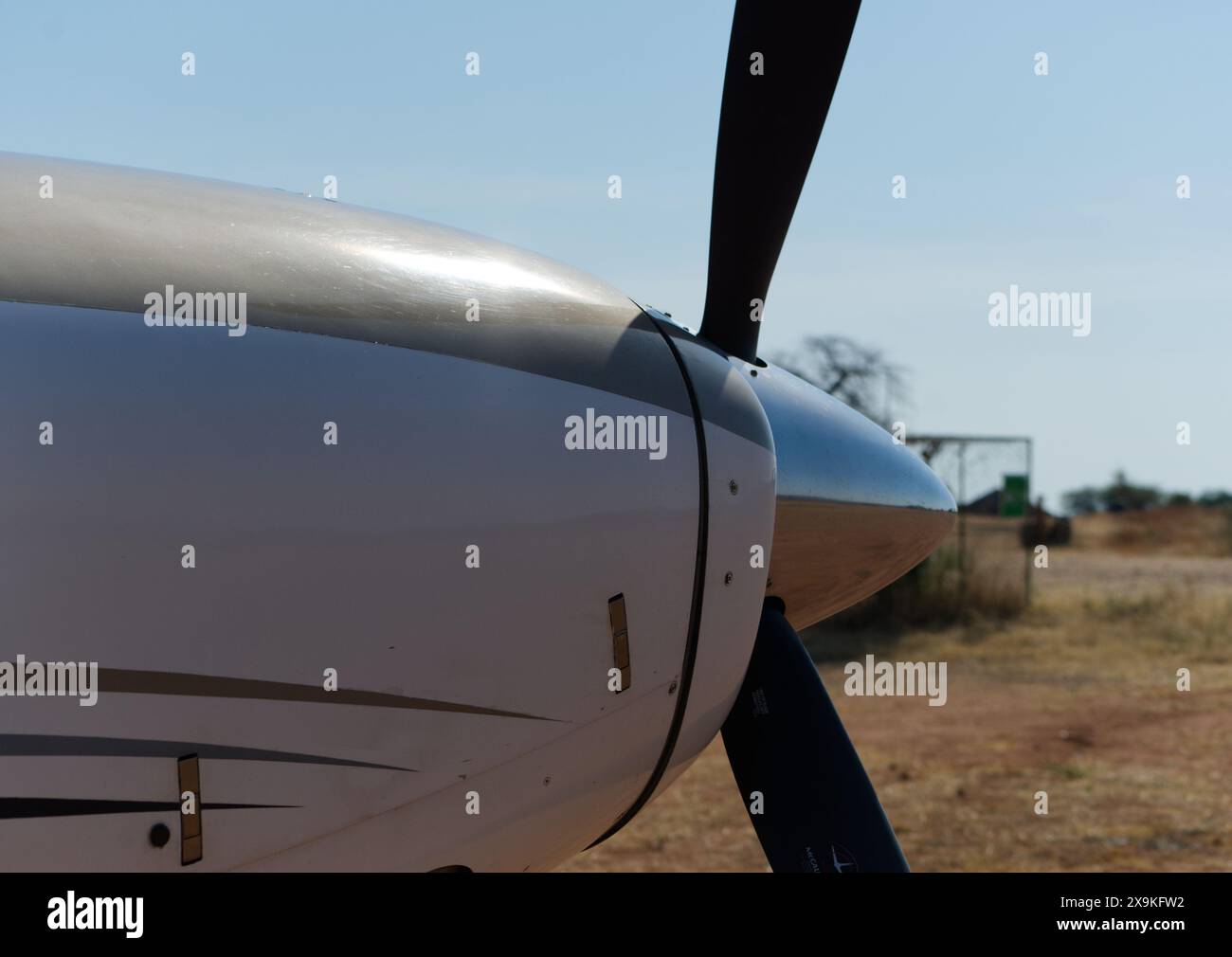 Close up of propeller of Cessna 208 Caravan aircraft in Ruaha National ...