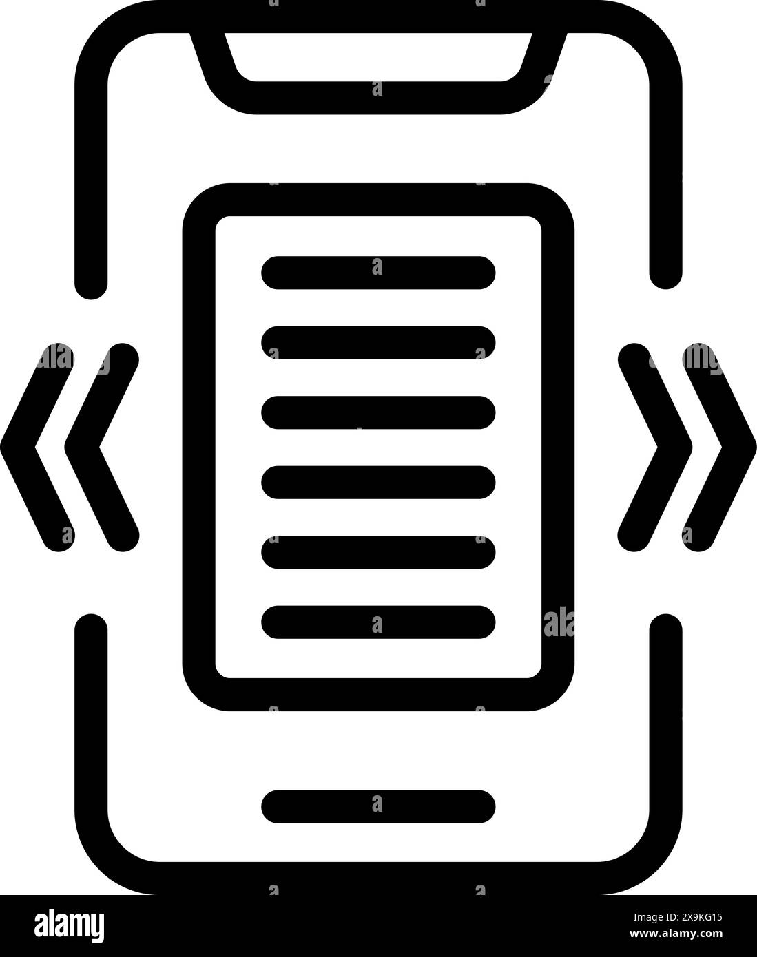 Minimalistic black and white mobile device outline icon illustration ...