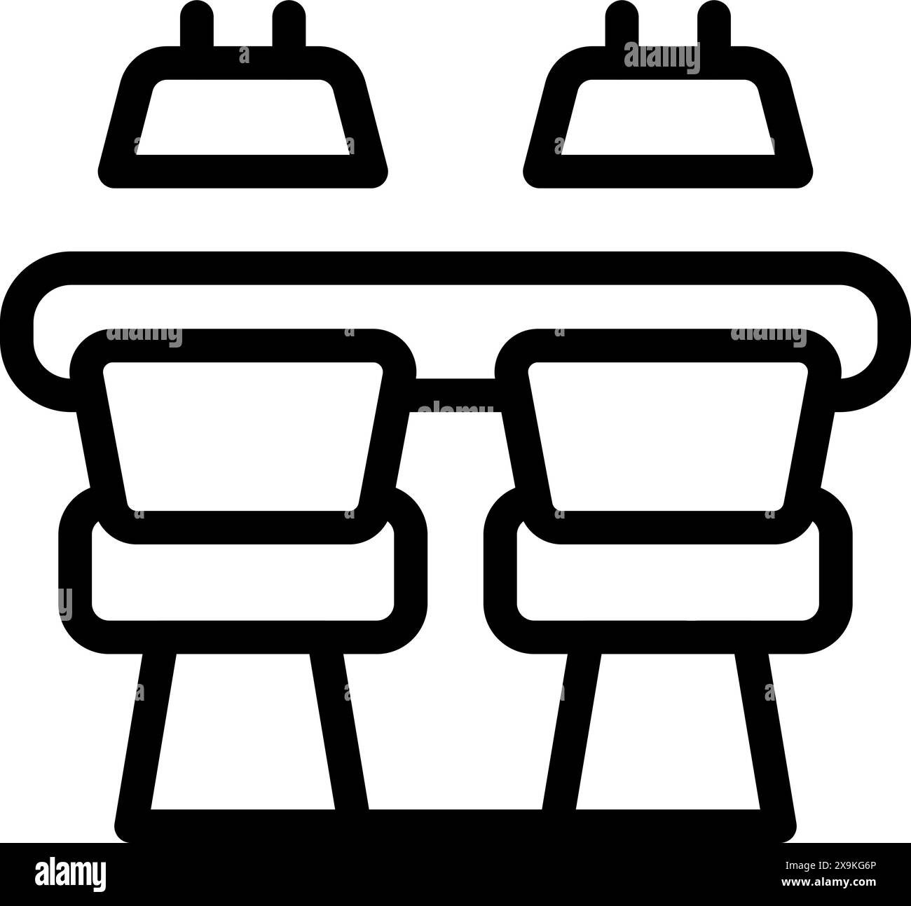 Black line icon representing a train's seating arrangement with two ...