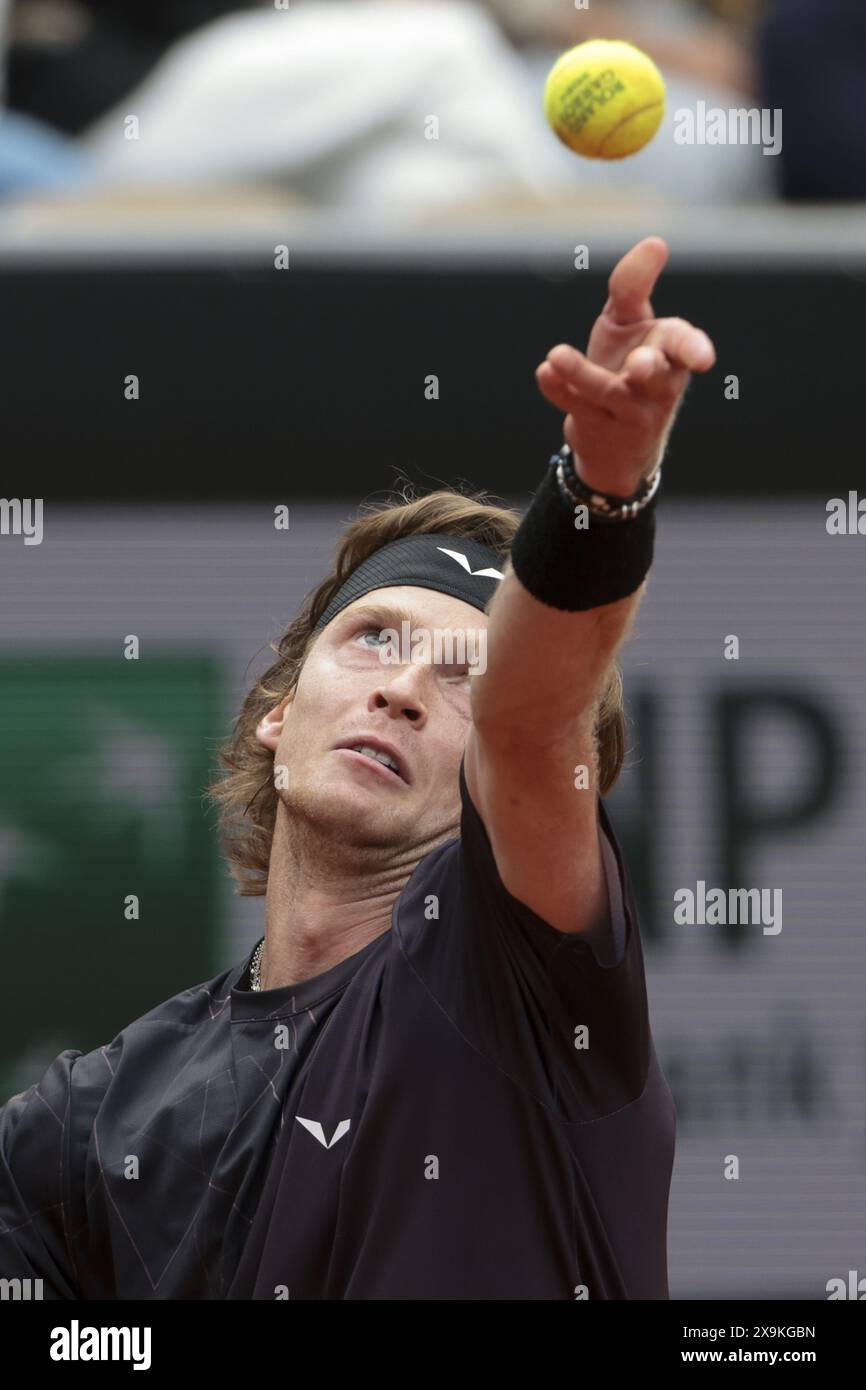 Andrey Rublev of Russia during day 6 of the 2024 French Open, Roland ...