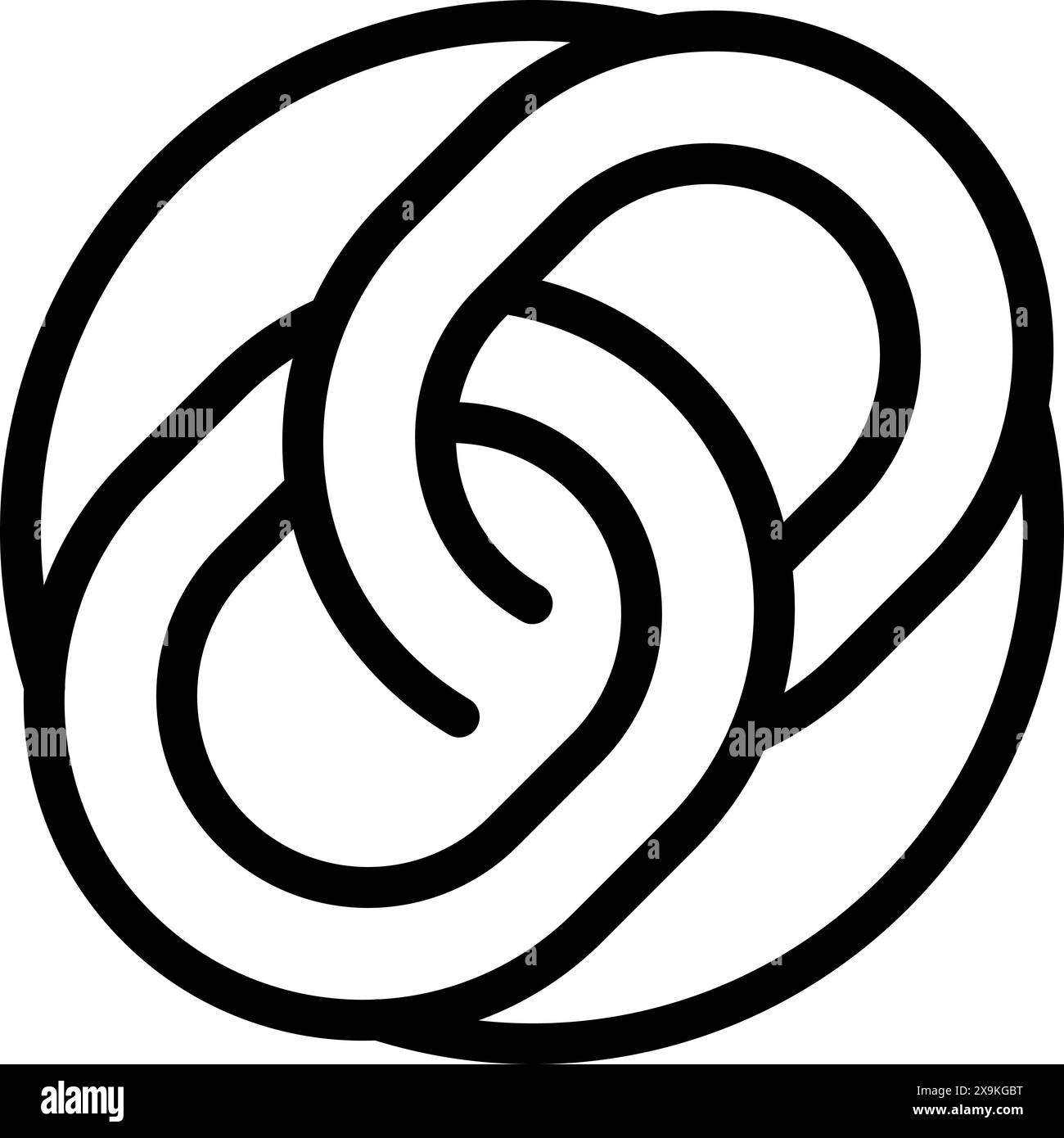 Simplified illustration of an intertwined celtic knot in bold black and ...