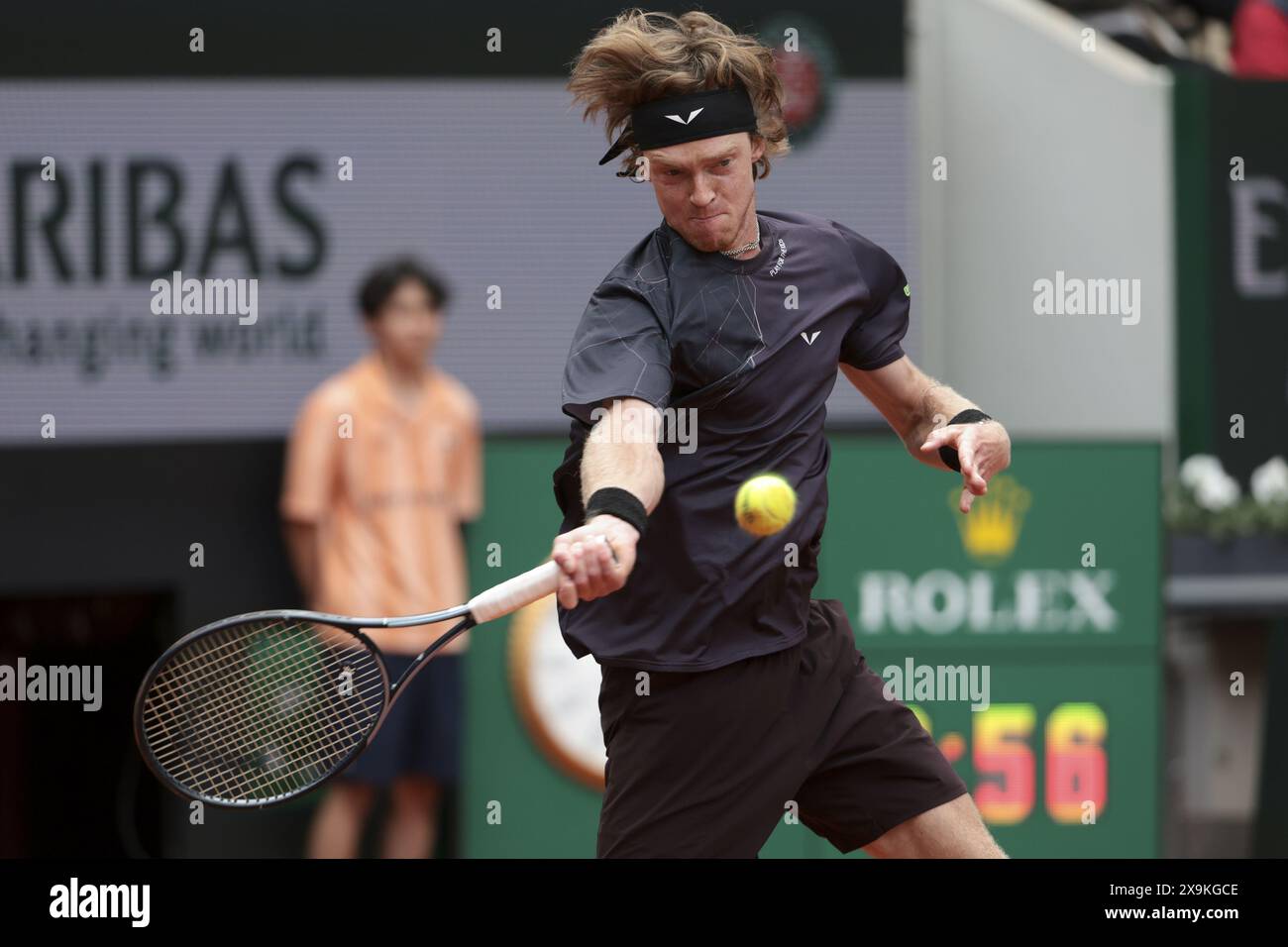 Andrey Rublev of Russia during day 6 of the 2024 French Open, Roland ...
