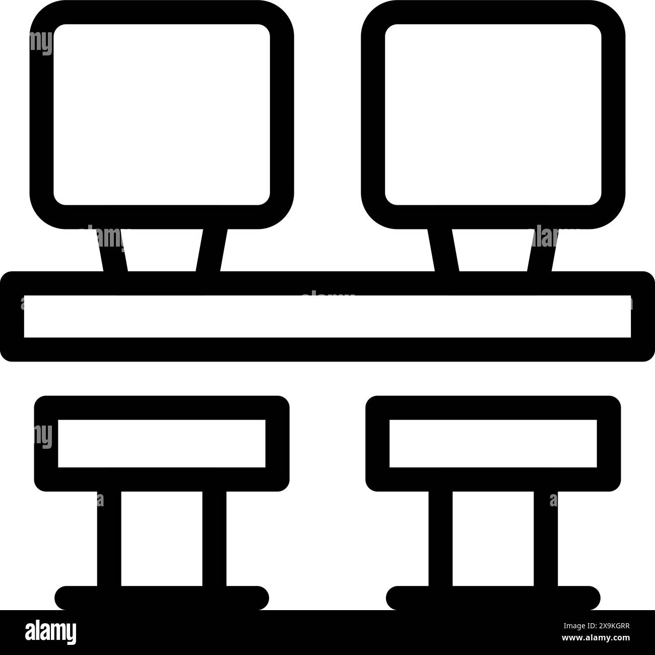 Modern dual computer workstations icon with black and white ...