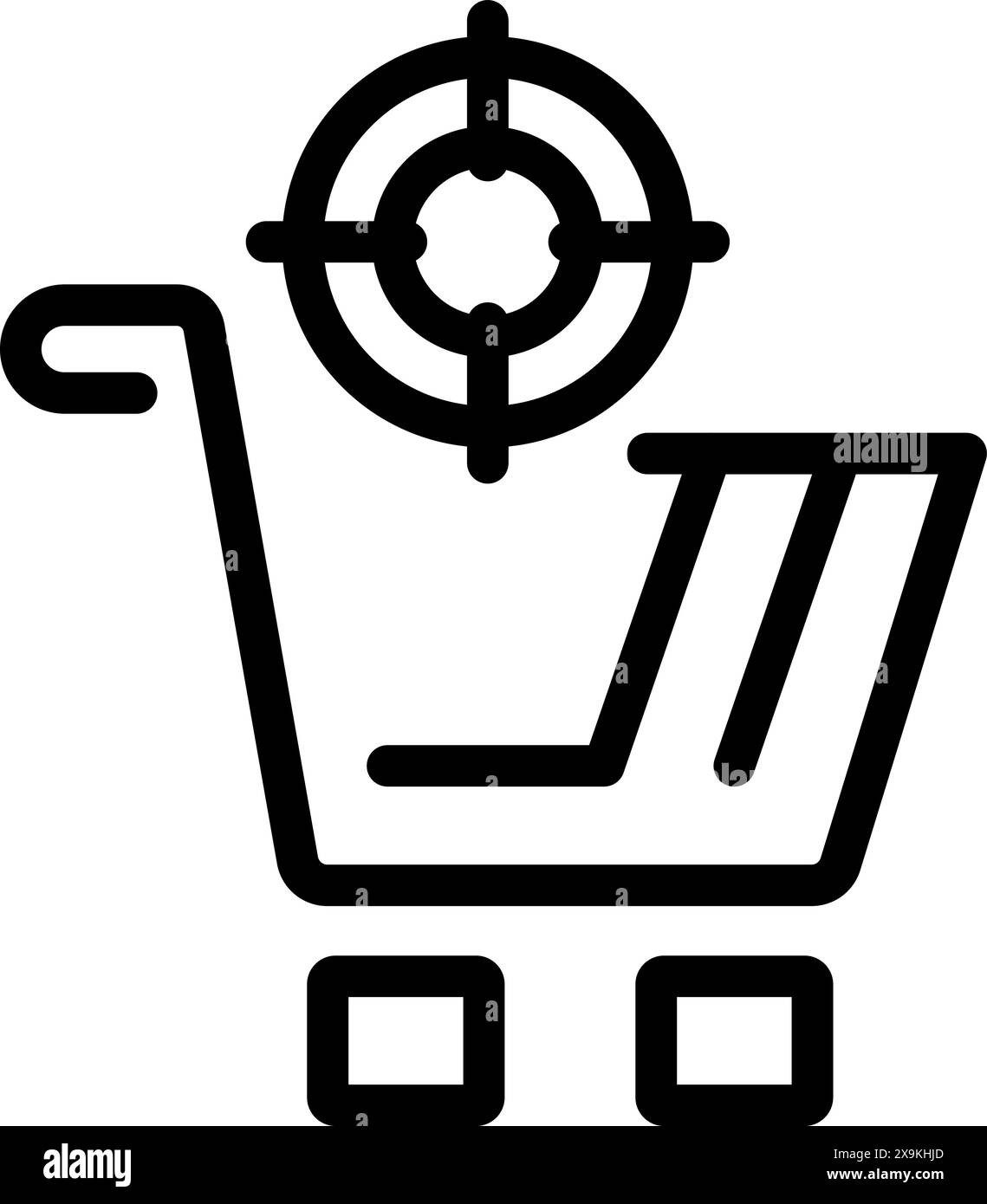 Minimalist vector design of a target shopping cart icon with crosshairs ...