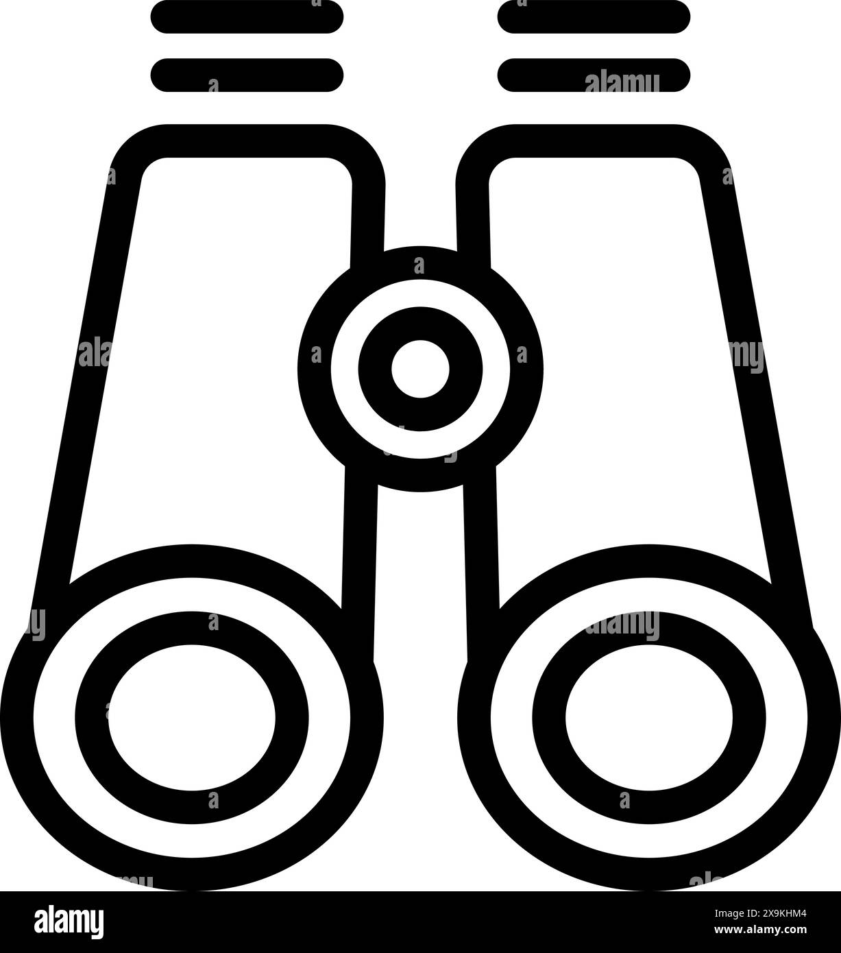 Simple line art illustration of a pair of binoculars in a black and ...
