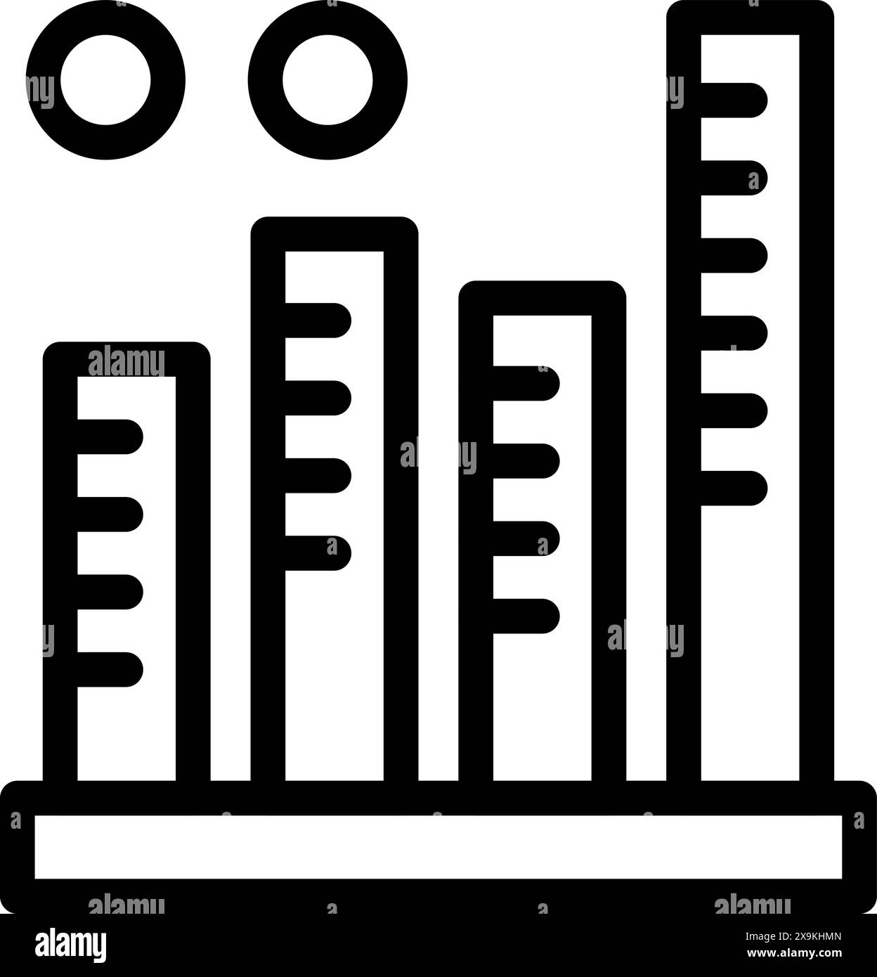 A black and white line icon of highrise skyscrapers, representing urban ...
