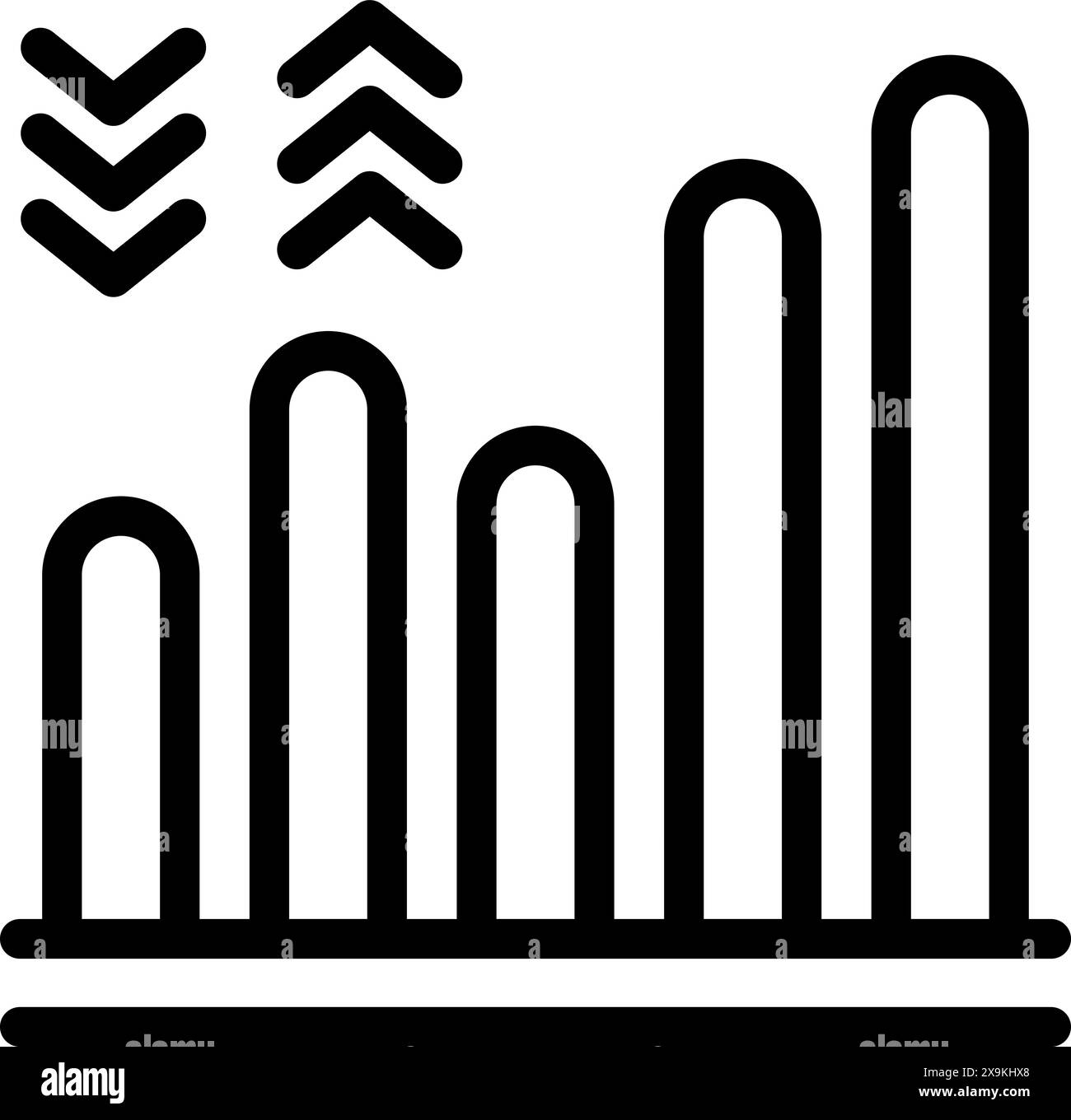 Abstract bar graph icon in monochrome black and white design ...