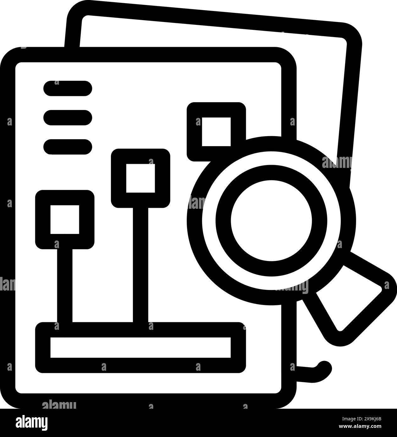 Business analytics icon concept with magnifying glass and report ...