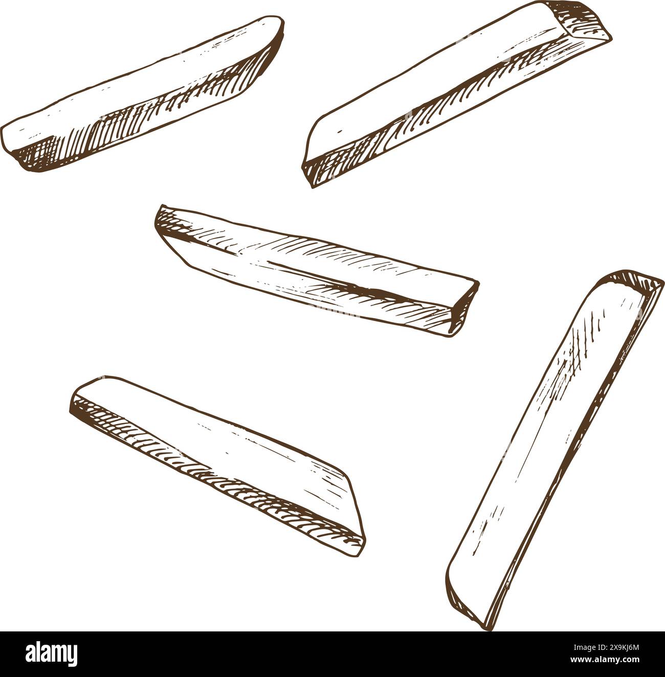 White potato slices, peeled, long sticks for French fries. Graphic ...