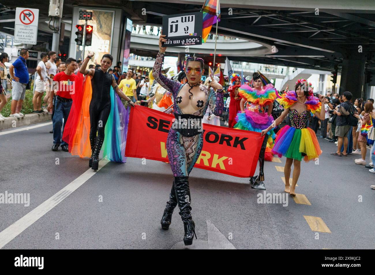 Bangkok, Thailand. 01st June, 2024. Sex worker holds a placard saying ...