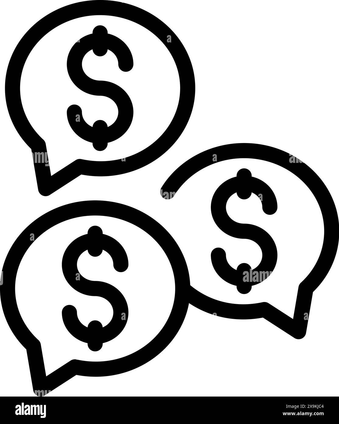 Financial conversation in black and white money talk bubble icons set ...
