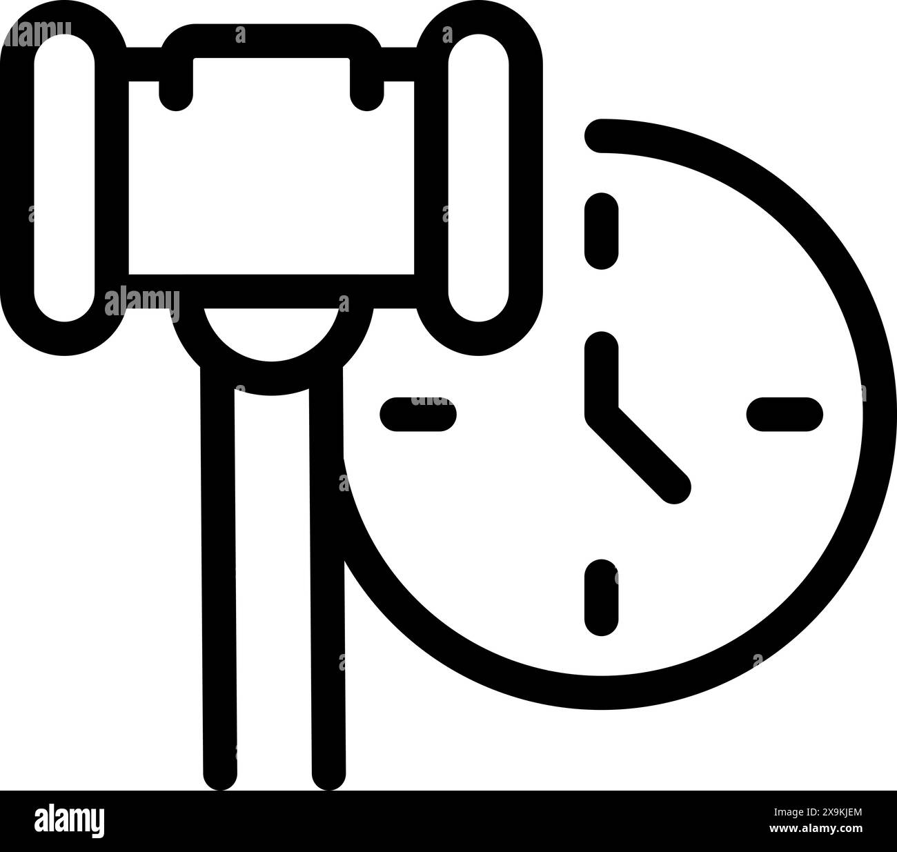 Black and white vector icon showing a studio light next to a clock ...