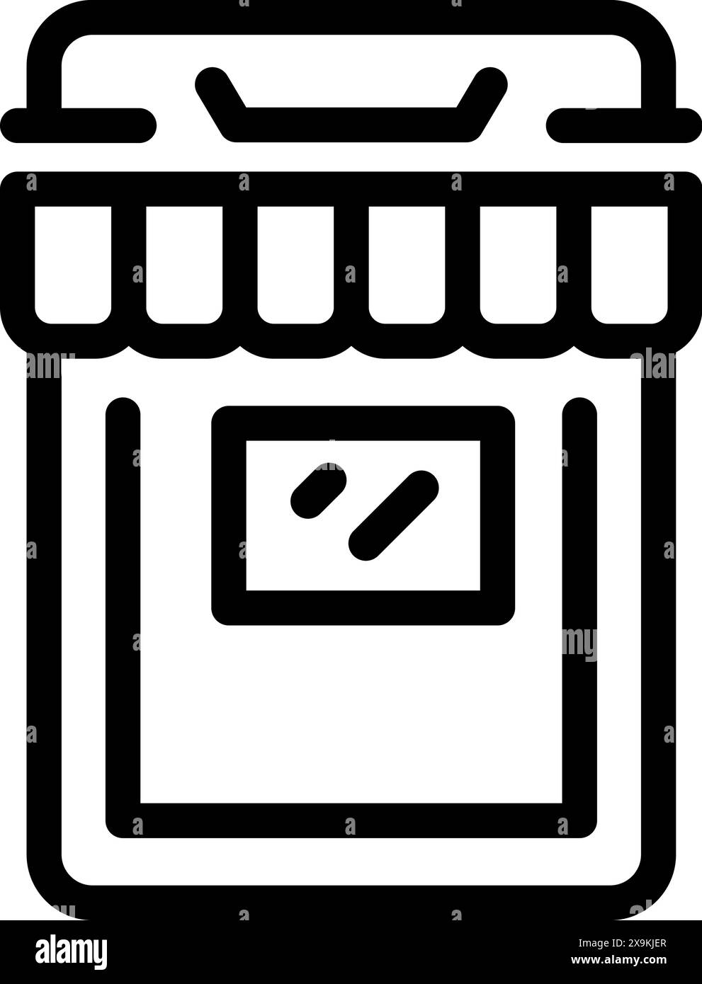 Handdrawn simplistic black and white grocery store icon in line art ...