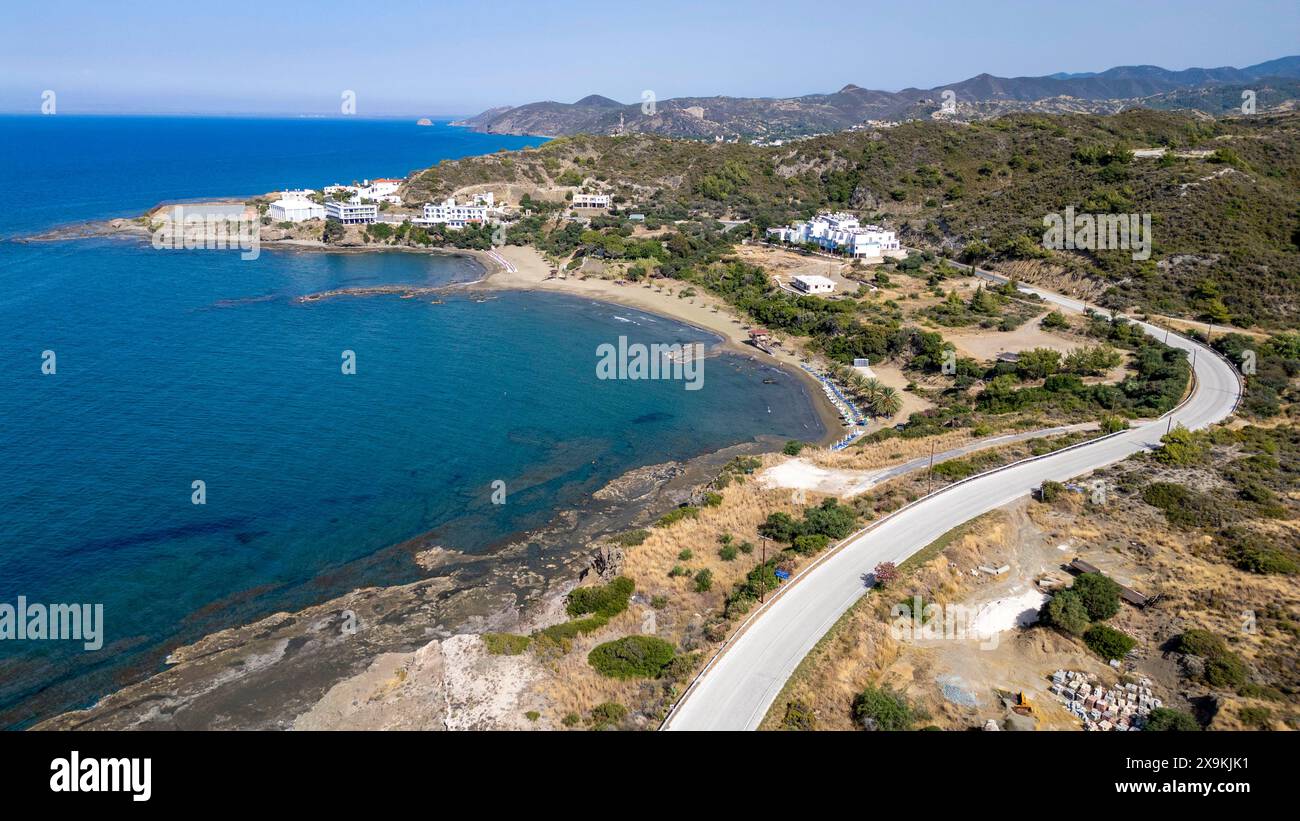 Aerial drone view of Kato Pyrgos, Greek Cypriot village, Republic of ...
