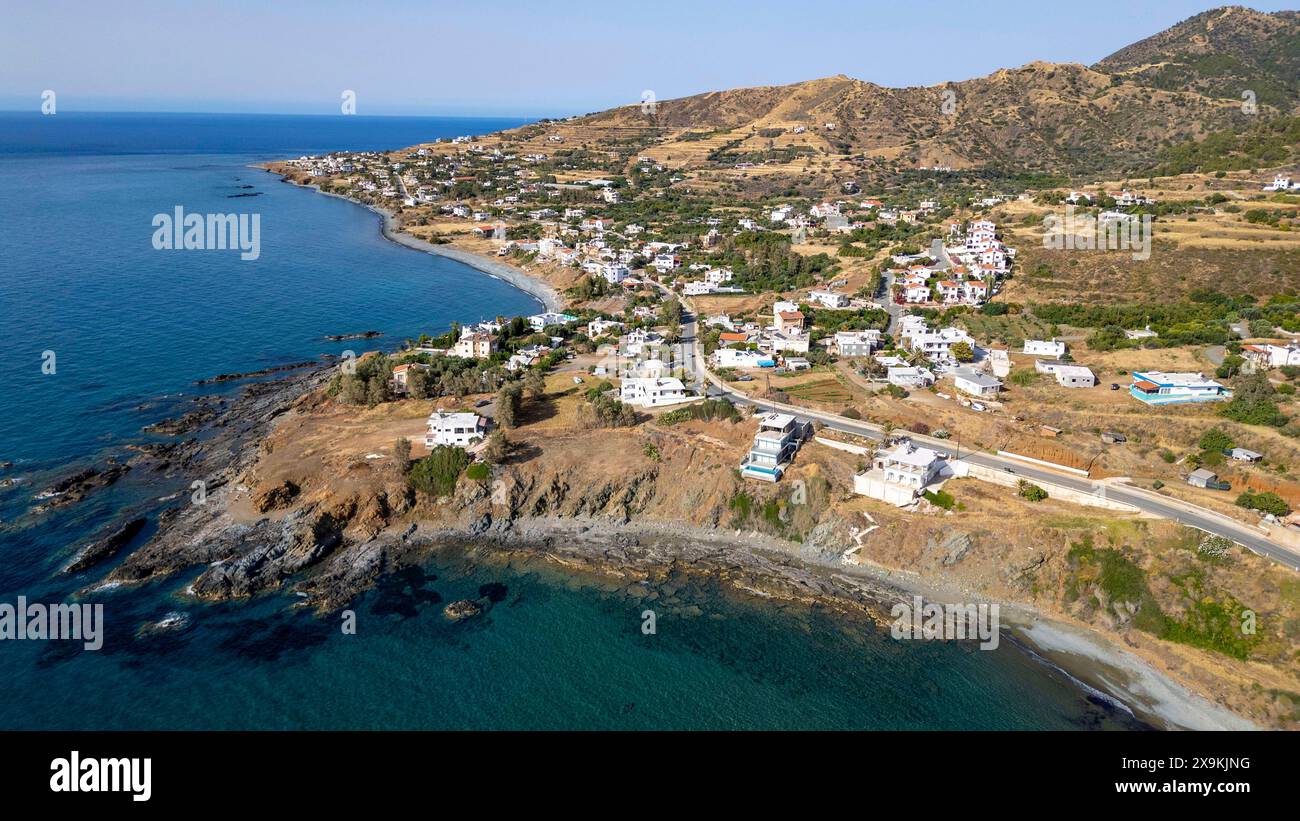 Aerial drone view of Pomos Village, Republic of Cyprus Stock Photo - Alamy