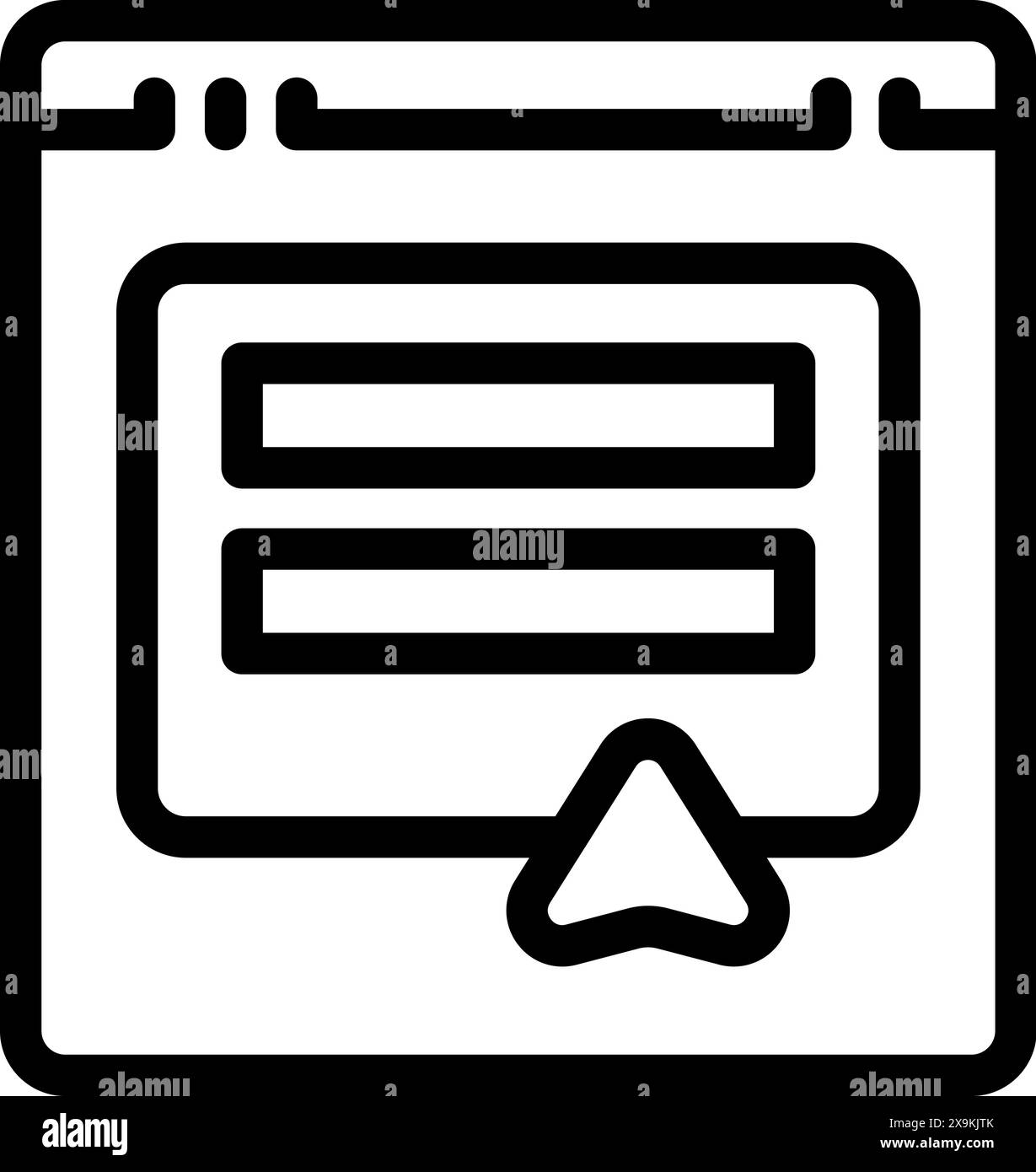 Black and white illustration of a stylized web browser window with a cursor arrow Stock Vector ...