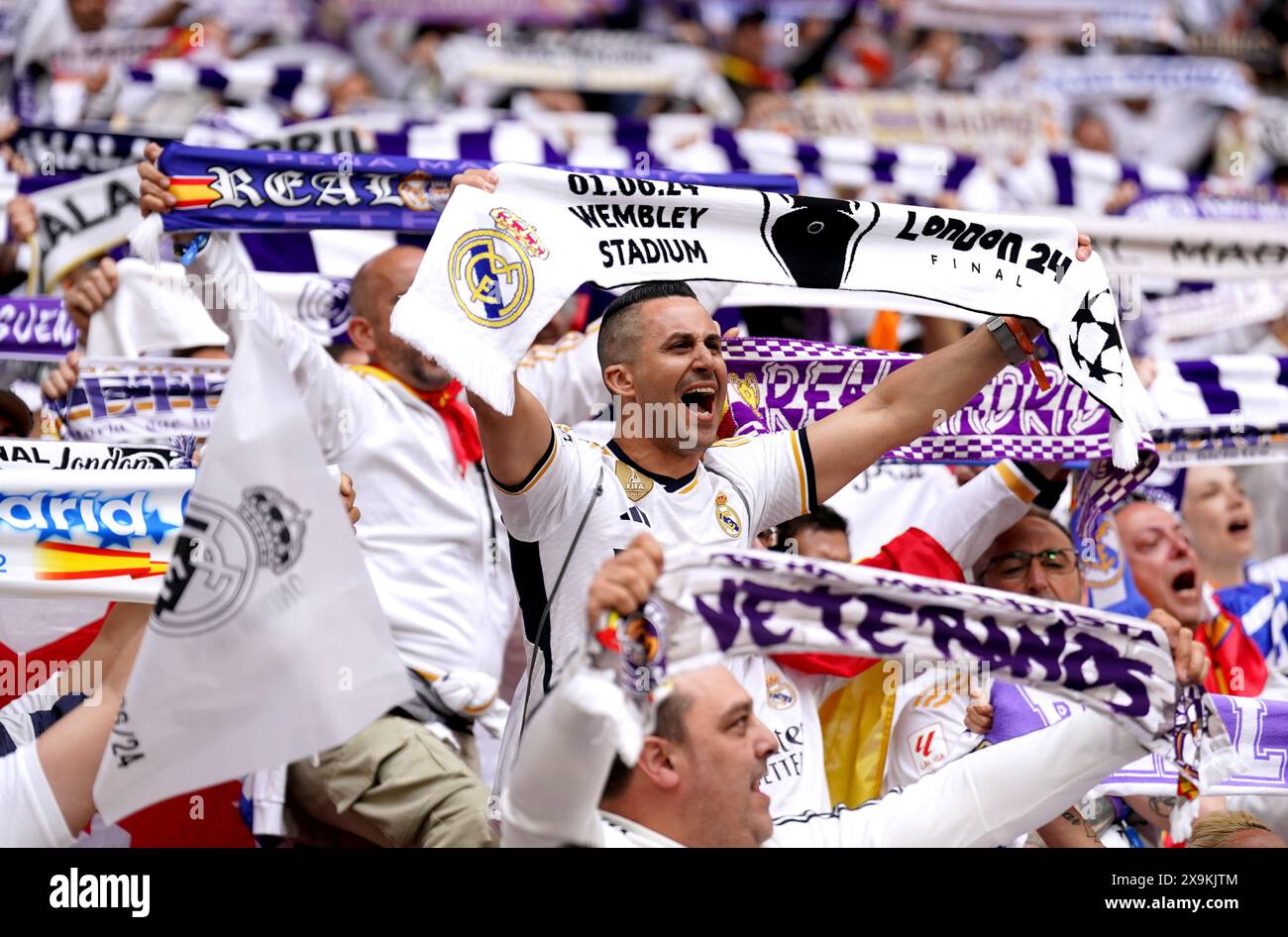 A Real Madrid fan in the stands ahead of the UEFA Champions League ...
