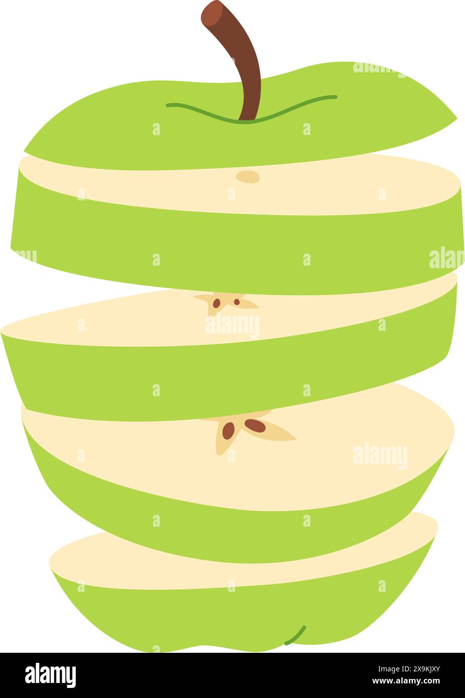 Fresh green chopped apple flying in the air. Slice of fresh apple ...