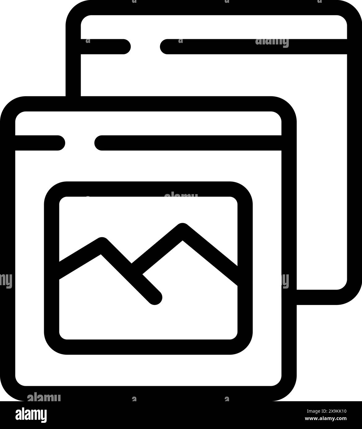 Simple black and white illustration of gallery interface icons used in ...