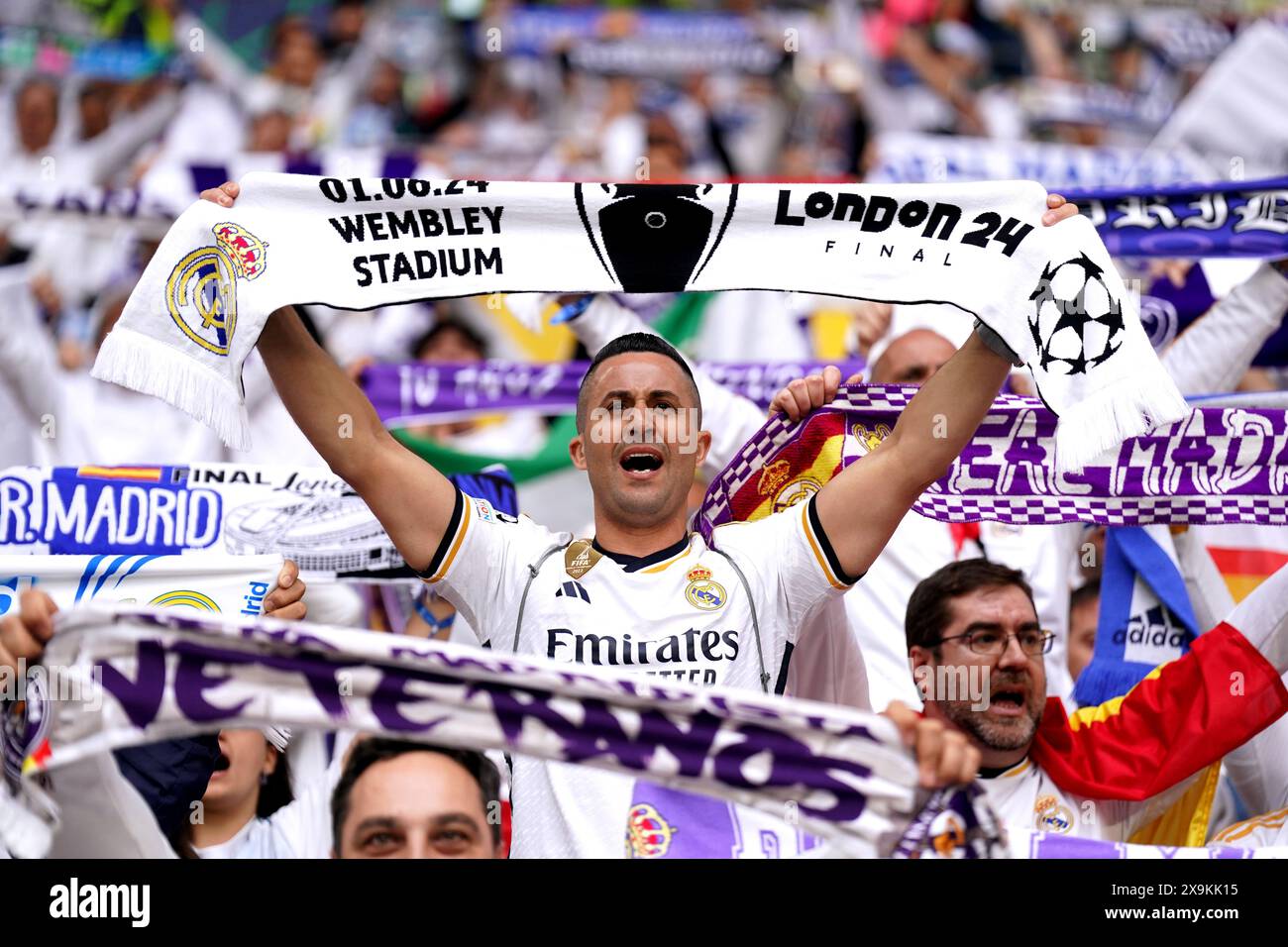 A Real Madrid fan in the stands ahead of the UEFA Champions League ...