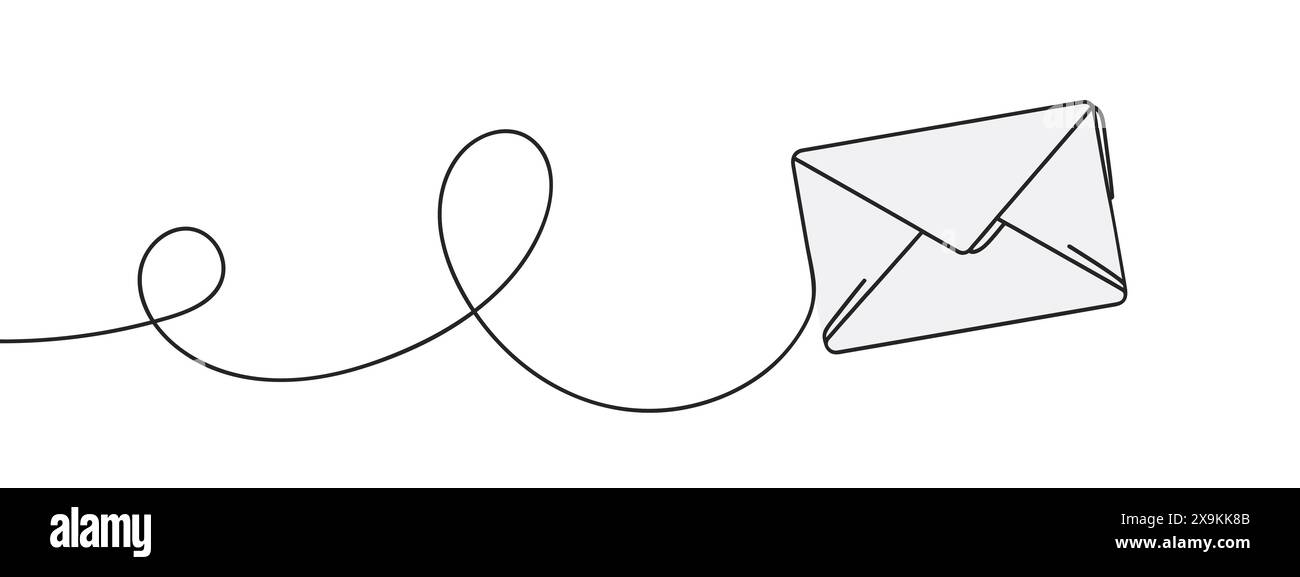 Continuous line drawing of an envelope. Message or notification concept ...