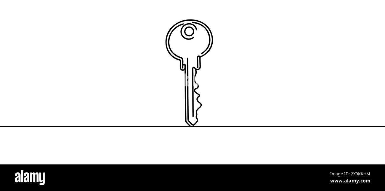Key line background. One continuous line drawing of key. Vector ...